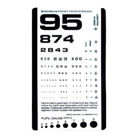 Grafco Eye Chart, Rosenbaum Pocket Vision Screener Card, 1243-1 | Zoro