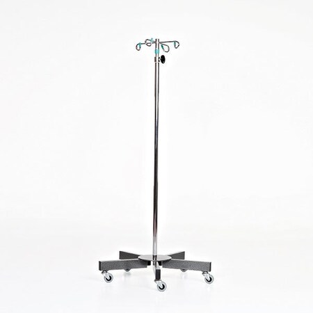 Midcentral Medical SS IV Pole W/2 Hook Top, No Lose Thumb Knob, 5-Leg ...