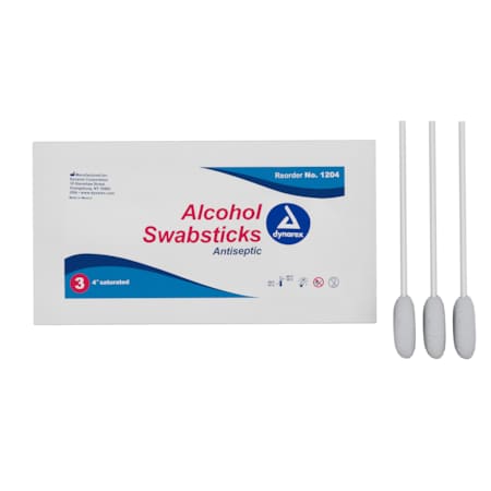 Dynarex Alcohol Swabsticks - NS 4" - 3 swabsticks per packet 1204 | Zoro
