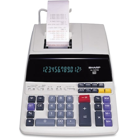Sharp EL-1197PIII Heavy Duty Color Printing Calculator with Clock and ...