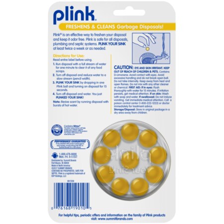 Plink Garbage Disposal Freshener & Cleaner, Fresh Lemon, 10 Uses PLM01B ...