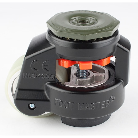 Foot Master Leveling Caster, 63 mm Polyurethane Wheel, M12x1.75P Stem ...