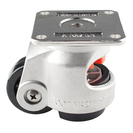 Foot Master Leveling Caster, 63 mm Nylon Wheel, 90x90 mm Plate, Swivel ...