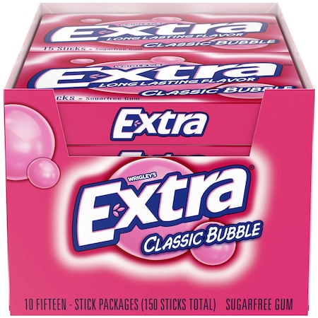 Extra Extra Single Serve Classic Bubble Gum 15 Pieces, PK120 259642 | Zoro