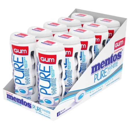 Mentos Mentos Sugar Free Pure White Sweet Mint Gum 15 Pieces, PK120 ...