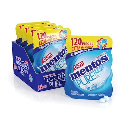 Mentos Extra Value Pack Resealable Fresh Mint Pure Fresh Gum 120 Pieces ...