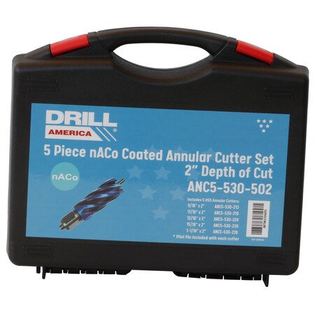Drill America 5 Piece Set with 2" Depth of Cut - nACo (Nano-Composite ...
