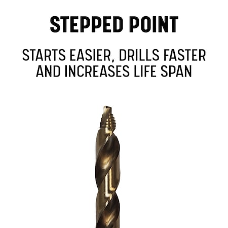 Drill America 29 Piece Stepped Point Cobalt Drill Bit Set in Plastic ...