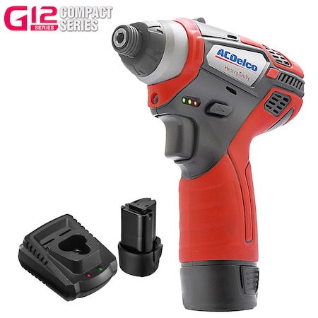 Acdelco G12 12V 1/4'' Cordless Impact Driver, 2-Batery, ARI12105 ...