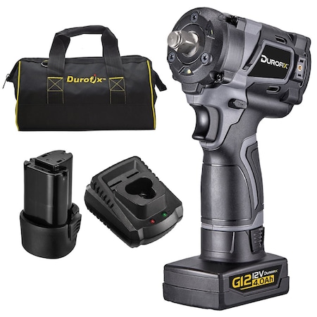 Durofix G12 Series 12V Brushless 1/2in Cordless Impact Wrench Kit with ...