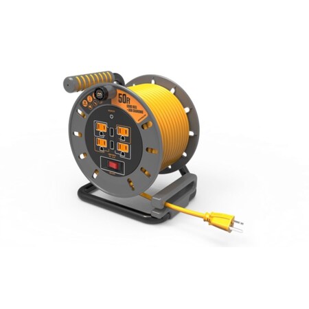 Pro-Xt Master Plug 50Ft 4 Sockets 15A 12AWG Medium Open Reel w/ USB ...