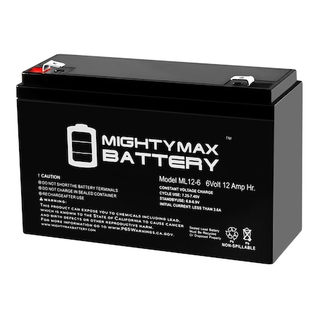 Mighty Max Battery 6V 12AH Replacement Battery for Alarm System + 6V ...