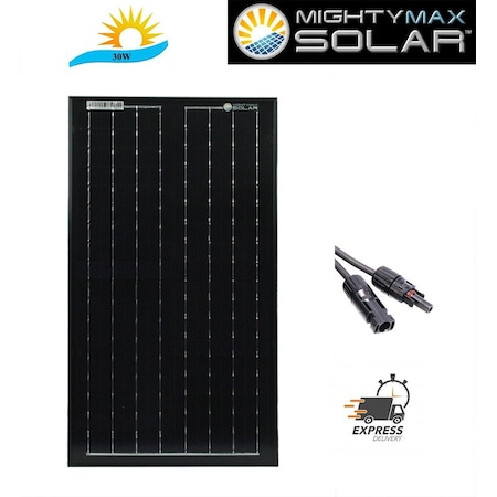 MIGHTY MAX BATTERY 30 W Monocrystalline Solar Panel, MAX3532518 | Zoro