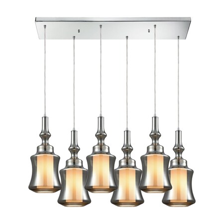 Elk Showroom Alora 6-Light Rectangular Pendant Fixture in Chrome with ...