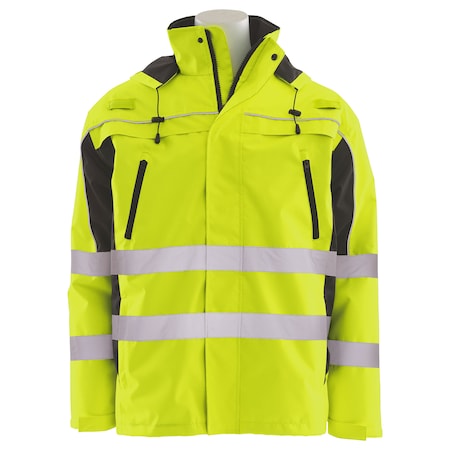 Erb Safety Jacket, Ripstop, Removable Vest, Class 3, W570R, Hi-Viz Lime ...