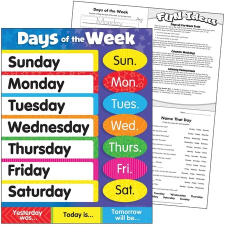 Trend Enterprises Days of the Week Stars Learning Chart, 17in x 22in ...