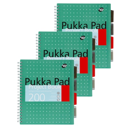 Pukka Pads Metallic Green Letter Sized Subject Divider Notebook, 3PK ...