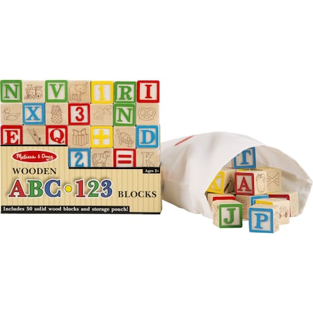 Melissa & Doug Wooden ABC/123 Block Set, 50 Pieces 1900 | Zoro