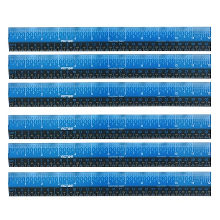 Victor Technology Easy Read Ruler, Plastic, Blue/Black, 12'', 6PK ...