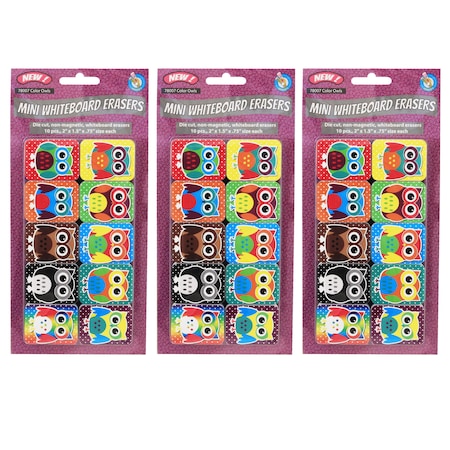 Ashley Productions Non-Magnetic Mini Whiteboard Erasers, Color Owls ...