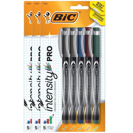 Bic Intensity Pro Marker Pen, Fine Point (0.5mm), 3 Assorted Colors ...