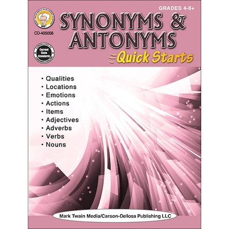 Mark Twain Media Synonyms + Antonyms Quick Starts Workbook, Grade 4-12 ...