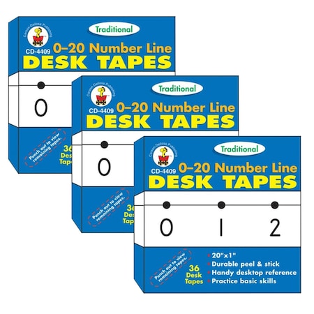 Carson Dellosa Traditional Desk Tape 0-20 Number Line, Grade 108PK 4409 ...