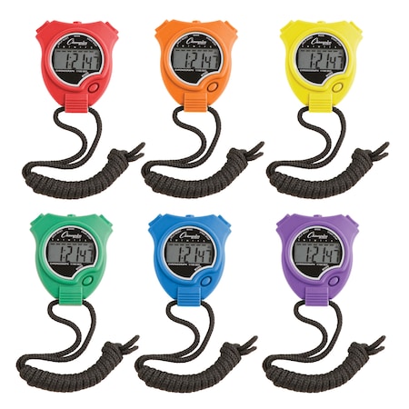 Champion Sports Stop Watch, Assorted Colors, PK6 910SET | Zoro
