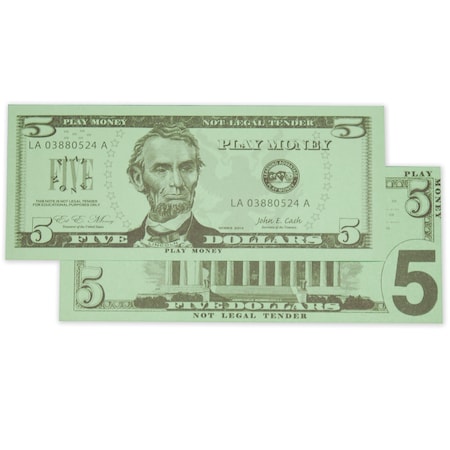 Learning Advantage Play Money $5 Bills, 100 Pieces 7519 | Zoro