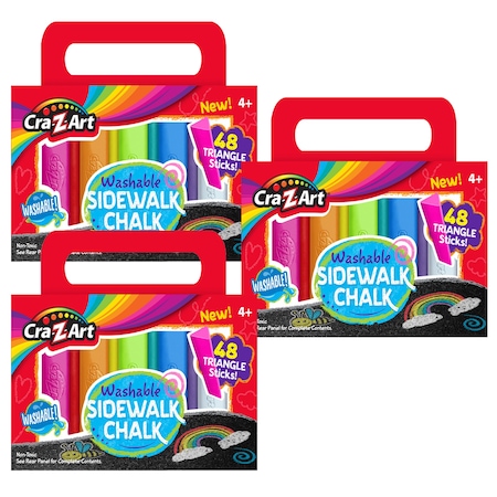 Cra-Z-Art Washable Triangle Sidewalk Chalk, 48 Per Set, 144PK 108804 | Zoro
