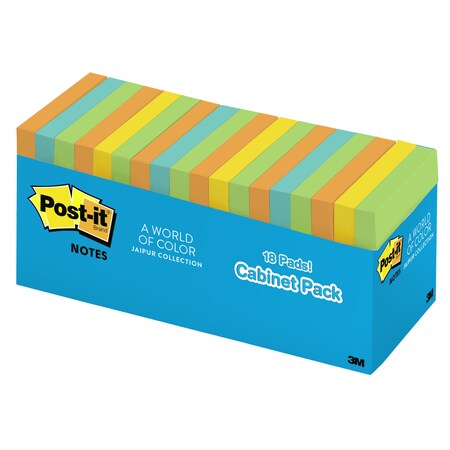 Post-It Notes, 3" x 3", Jaipur Collection, PK18 65418BRCP | Zoro