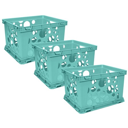 Storex Stacking Container, Teal, Plastic, 9 in L, 7 3/4 in W, 6 in H, 3 ...