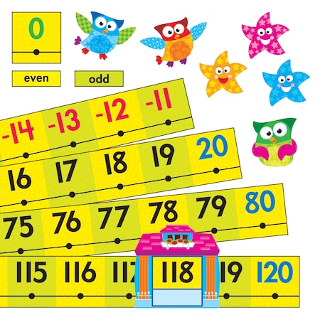 Trend Enterprises Owl-Stars? Number Line -20 to 120 Bulletin Board Set ...