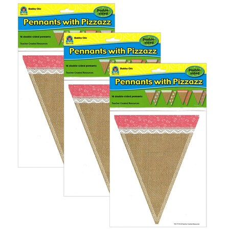 Teacher Created Resources Shabby Chic Double-Sided Pennants, PK48 ...