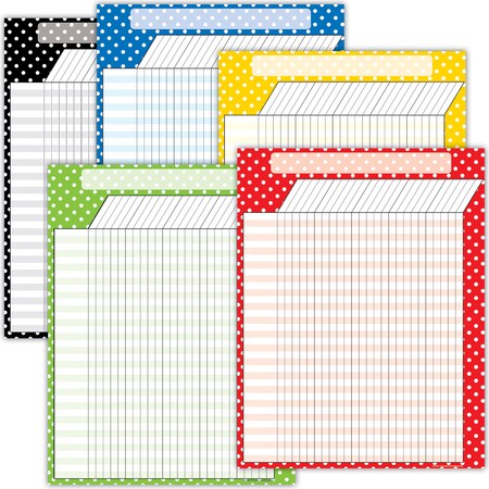 Teacher Created Resources Polka Dot Charts Set, 5 Charts TCR9677 | Zoro