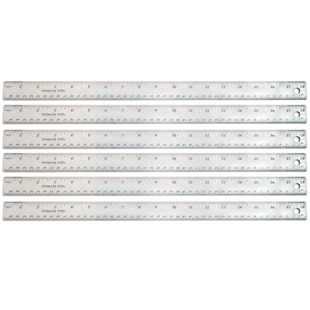 The Pencil Grip Stainless Steel Ruler, 18 inch, PK6 158 | Zoro