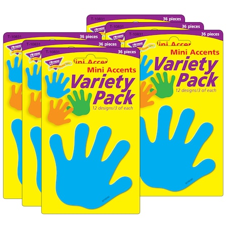 Trend Enterprises Handprints Mini Accents Variety Pack, 36 Pieces, PK6 ...