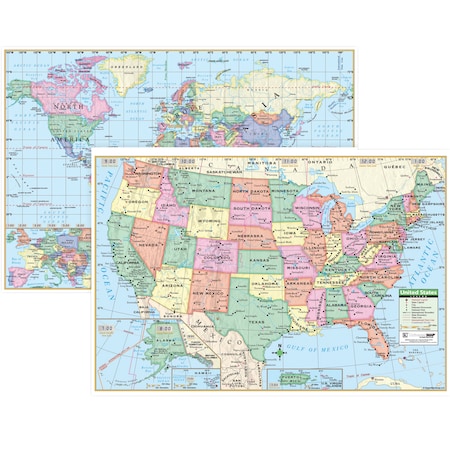 Kappa Map U.S. and World Wall Map Combo 12489 | Zoro