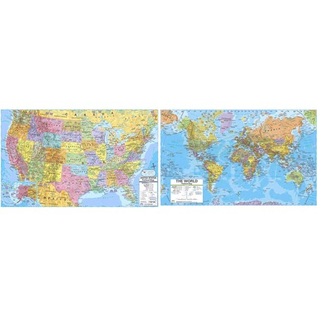 Kappa Map U.S./World Advanced Political Rolled Laminated Map Set, 46" x ...