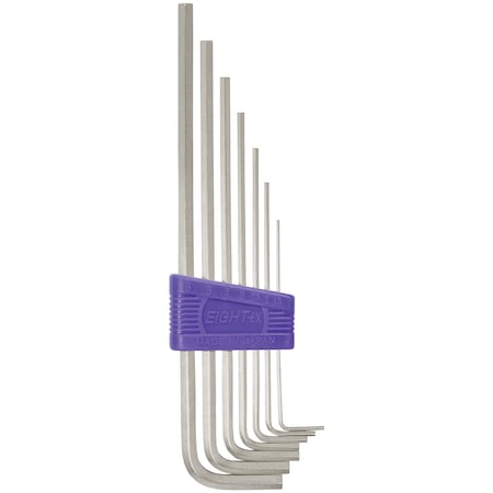 Eight Tool HEX KEY L-HANDLE EXTRA LONG SET, 7PC 1.5-6MM SLVR LHS-7 | Zoro