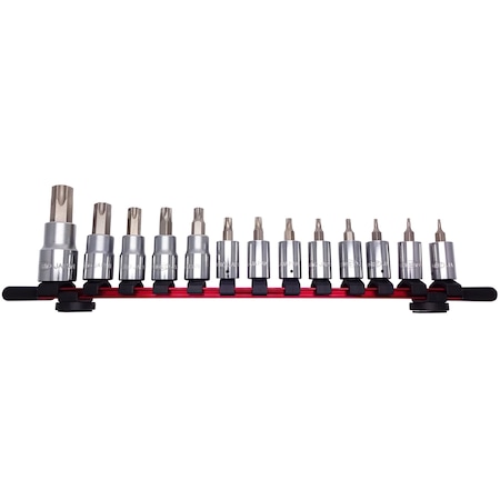 Eight Tool TAMPER-PROOF TORX SOCKET BIT SET, 13PC T7-T60 1/4INCH, 3 ...