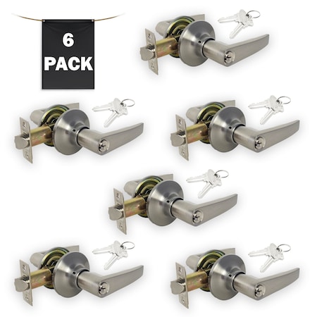 Premier Lock Entry Door Lever Lock Set Set of 6, Keyed Alike, Satin ...