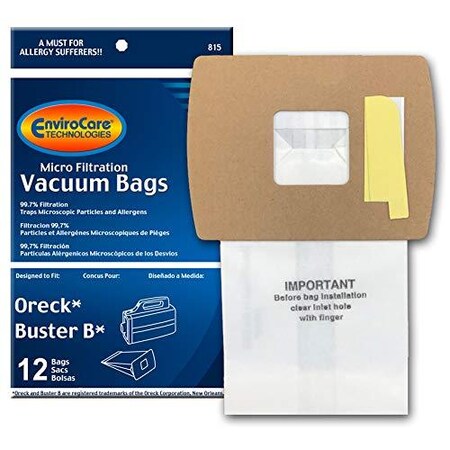 Envirocare Oreck Buster B Canister Vac Bags 12 Generic Part # 815 BB100 ...