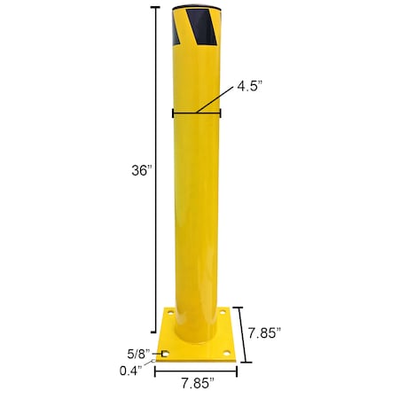 Electriduct ED 3ft Steel Pipe Safety Bollard Post- Yellow/Black Stripe ...