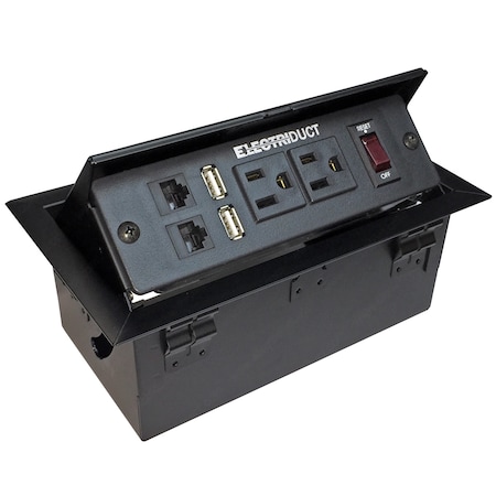 Electriduct Power Centers, Pop-Up Table Top Box, USB, 5-15R, 5 ft ...