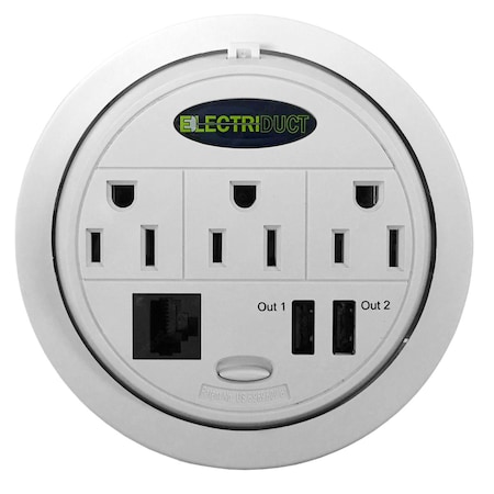 Electriduct Outlet Tap, USB, 1 PK PDC-SW-GMPT-ED-WT-10PK | Zoro