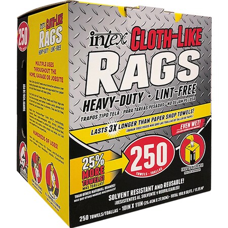 Intex Wiping Rags 10X11" 250Pk NW-00253-250 | Zoro