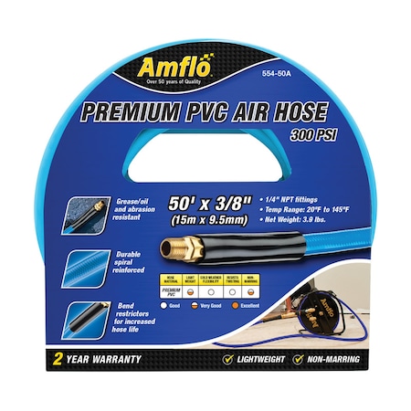Amflo Amflo 50 ft. L X 3/8 in. D Polyvinyl Air Hose 300 psi Blue 554 ...