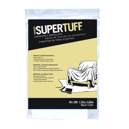 Trimaco Trimaco 4 ft. W X 10 ft. L X 4 mil Paper/Poly Drop Cloth 02501 ...