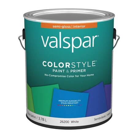 Valspar Interior Paint, Semi-Gloss, White, 1 gal 044.0026200.007 | Zoro